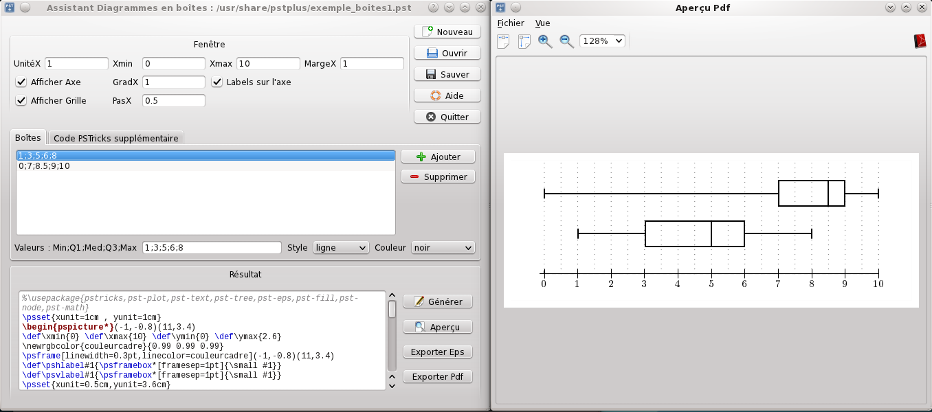 Pstplus : Création assistée de graphiques sous LaTeX et Pstricks